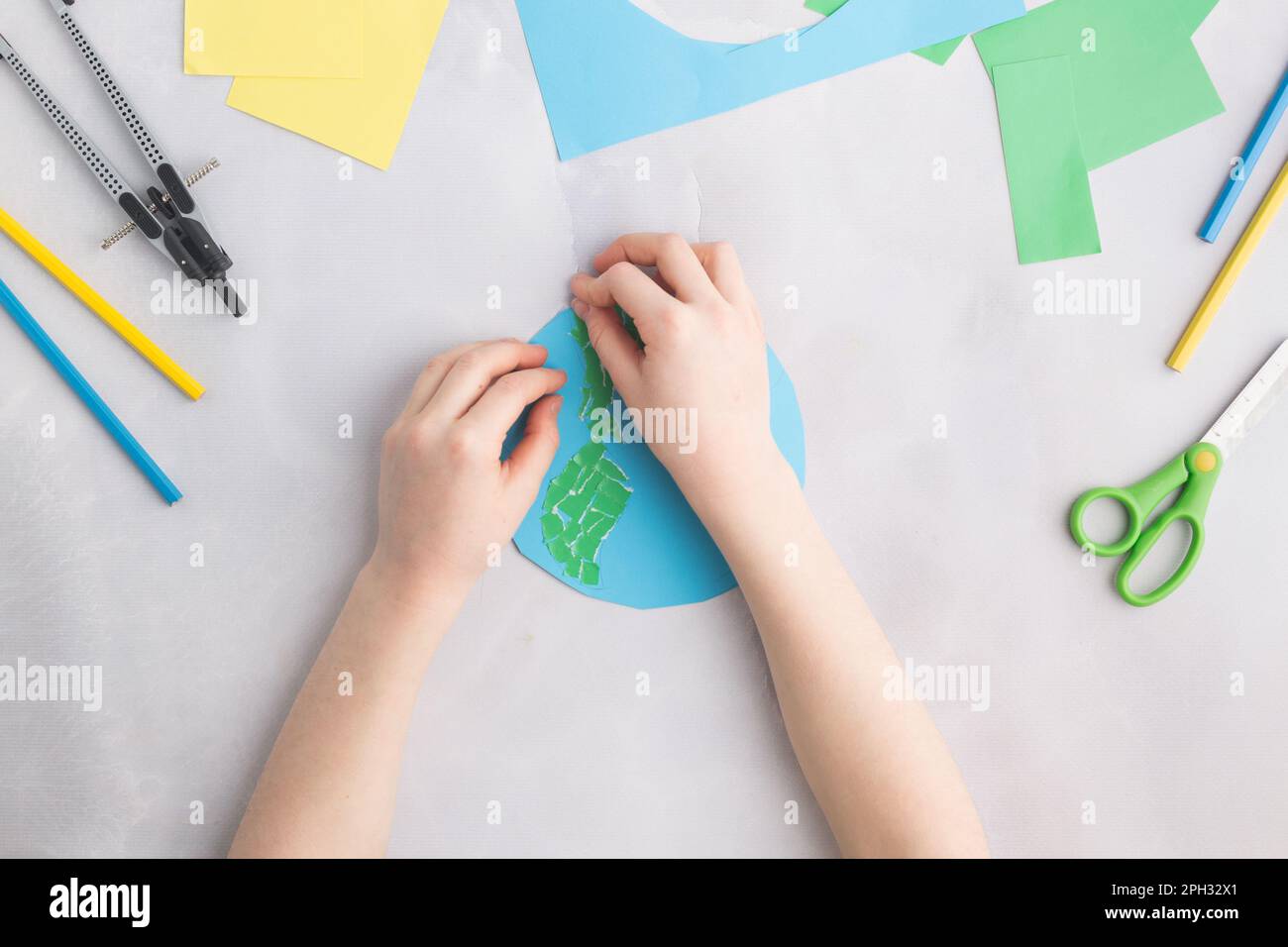 earth cut from paper around trees earth day concept kid's paper craft ...