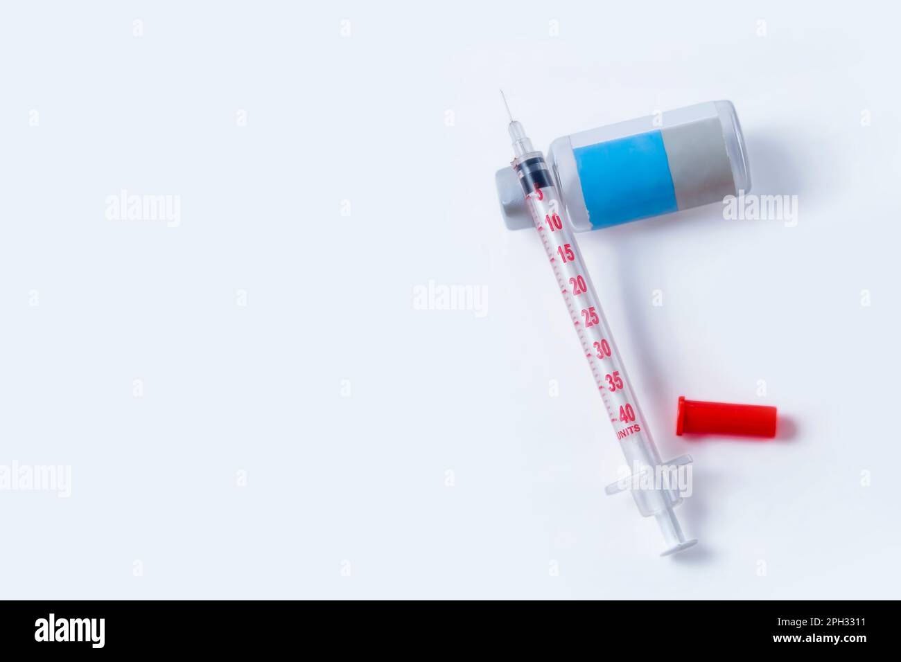 Syringe and vial on white background with copy space for text Stock ...