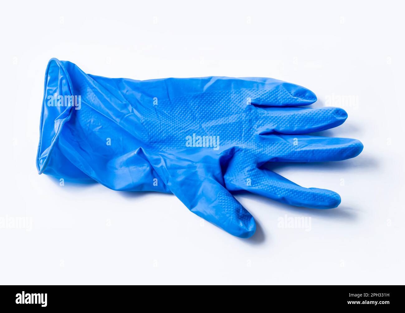 Blue rubber gloves isolated on white background Stock Photo - Alamy