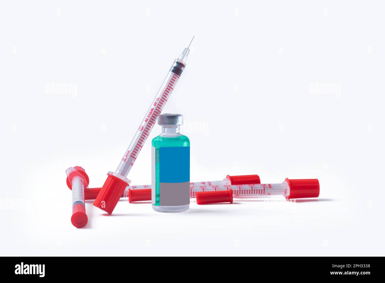 Medical syringes and glass vials isolated on white background. Vaccination concept Stock Photo ...