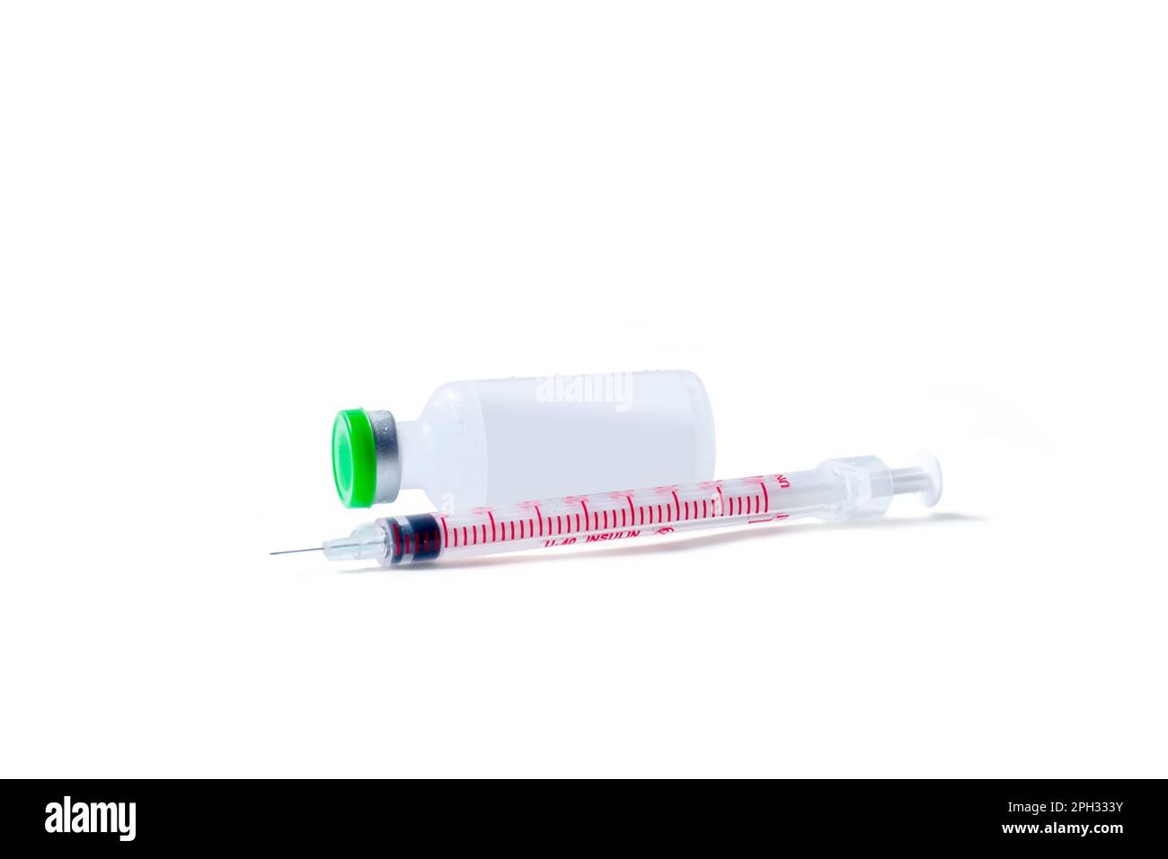 Vaccine vial and syringe isolated on white background Stock Photo - Alamy
