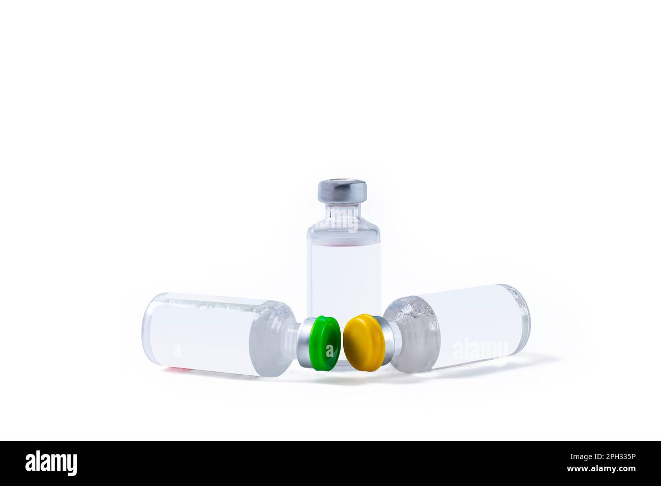 Medical vaccine vials on white background. Isolated Stock Photo - Alamy