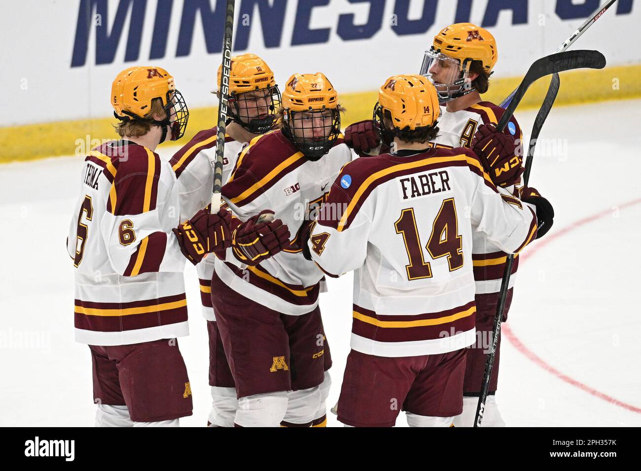 Minnesota forward Bryce Brodzinski celebrates scoring a goal during the ...