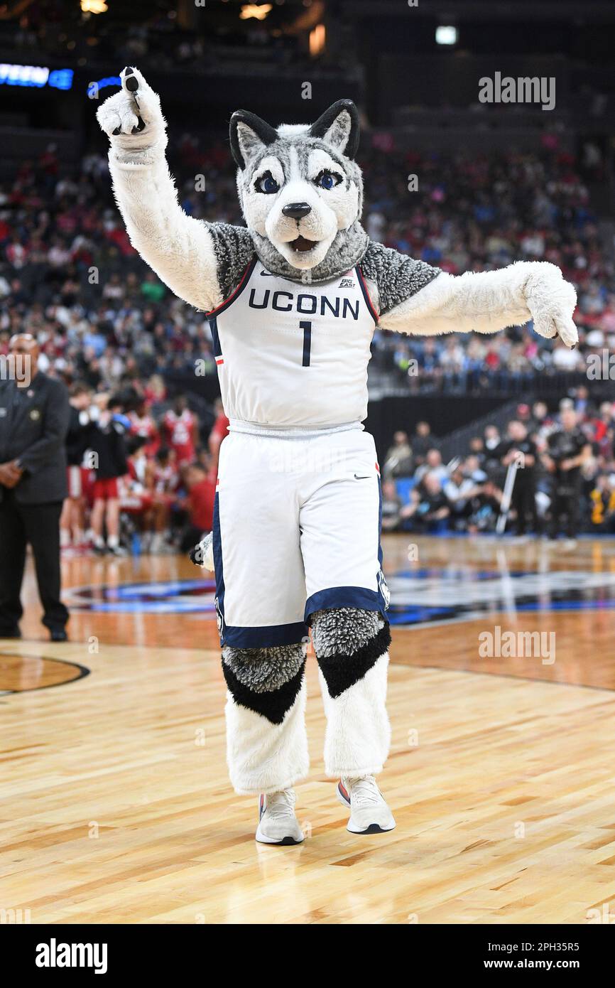 LAS VEGAS, NV - MARCH 24: Jonathan the Husky mascot looks on during the ...