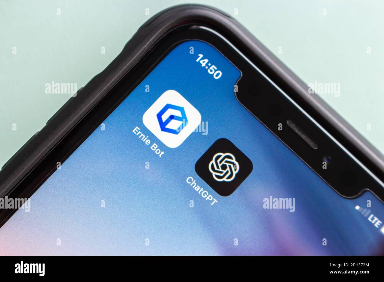 ERNIE Bot and ChatGPT icons on an iPhone. ERNIE Bot is an AI chatbot ...