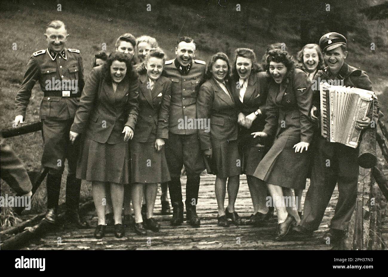 Nazi officers and auxiliaries having fun at Solahütte, which was a ...