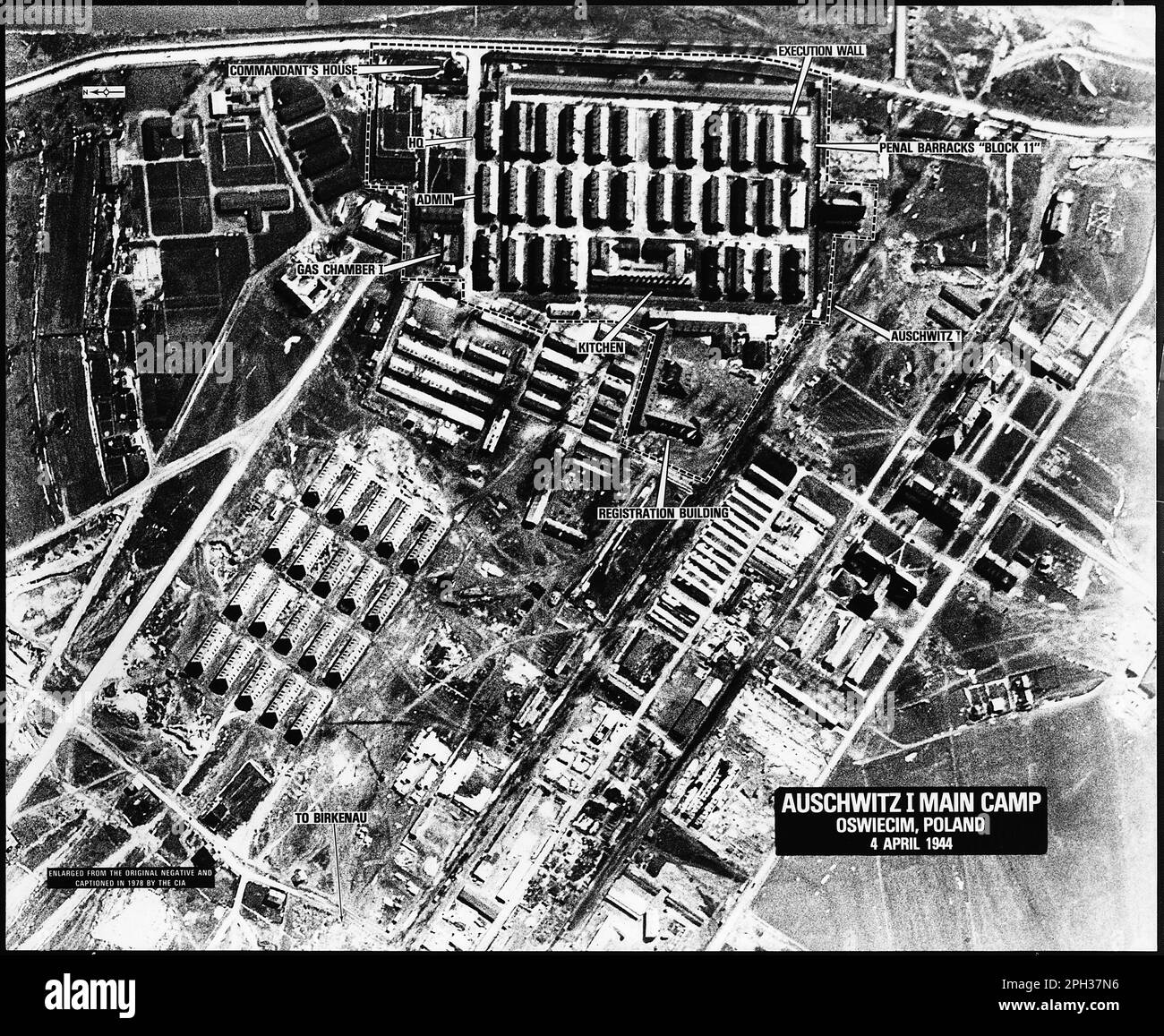An aerial reconnaissance photograph of the Auschwitz concentration camp ...