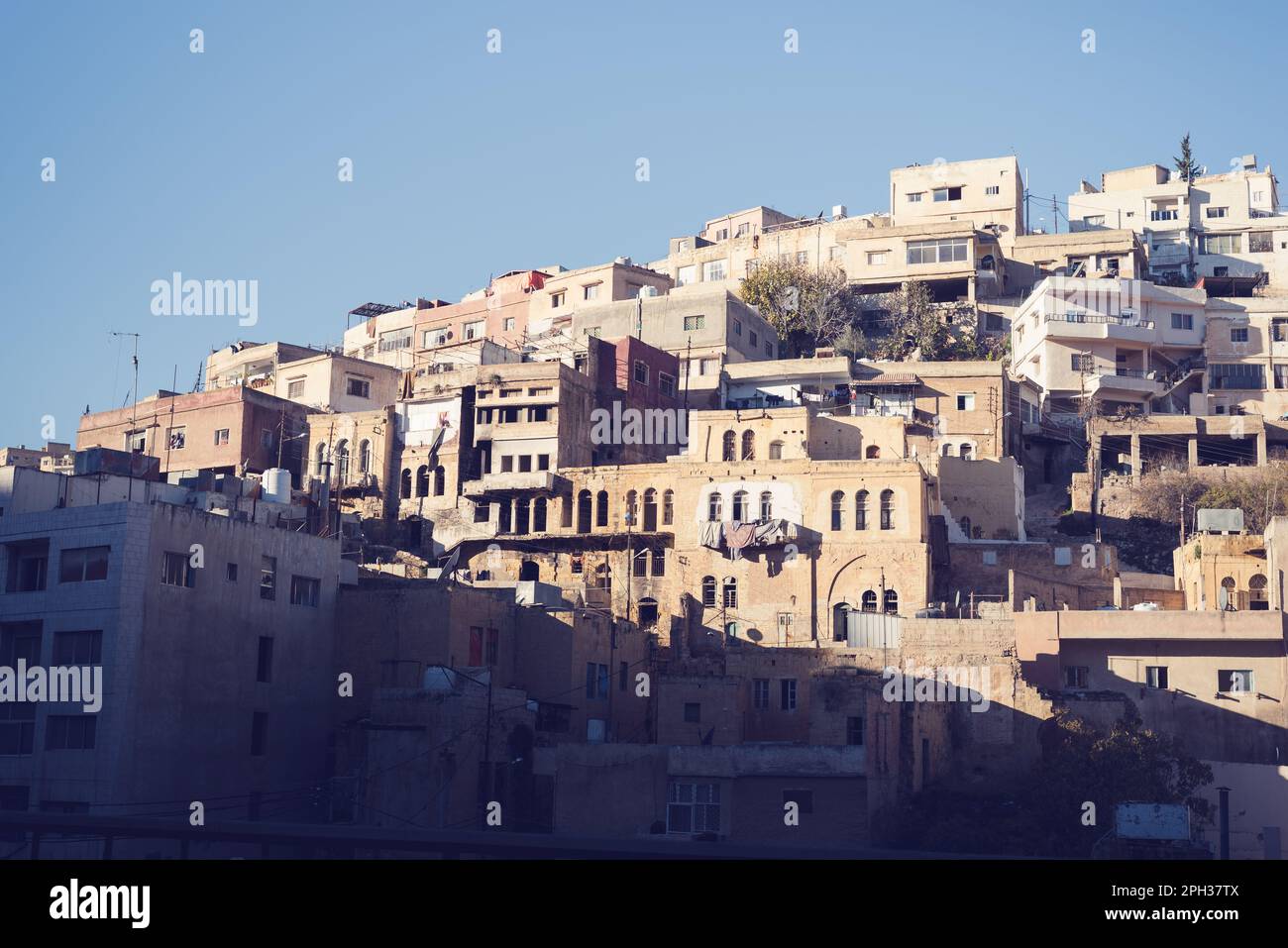 cluster of old buildings on mountain of al salt historical city Stock ...
