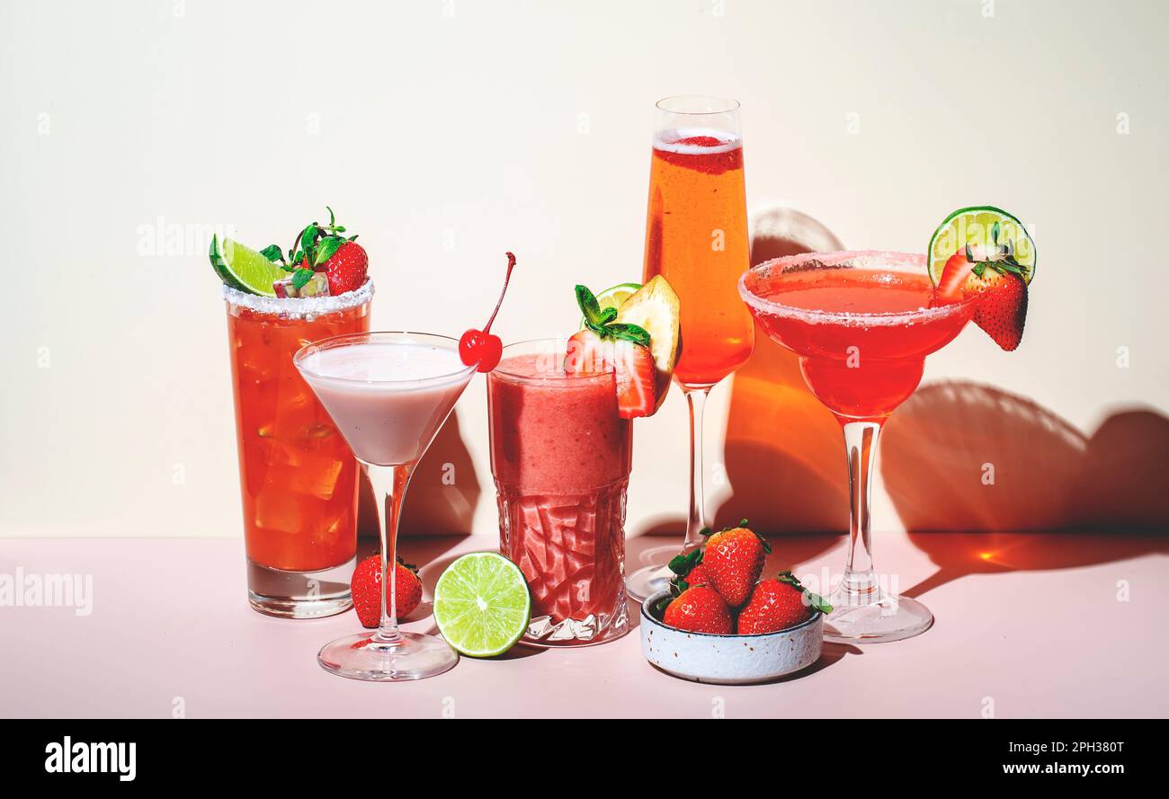 Summer strawberry alcoholic cocktails, mocktails, smoothies and shakes ...
