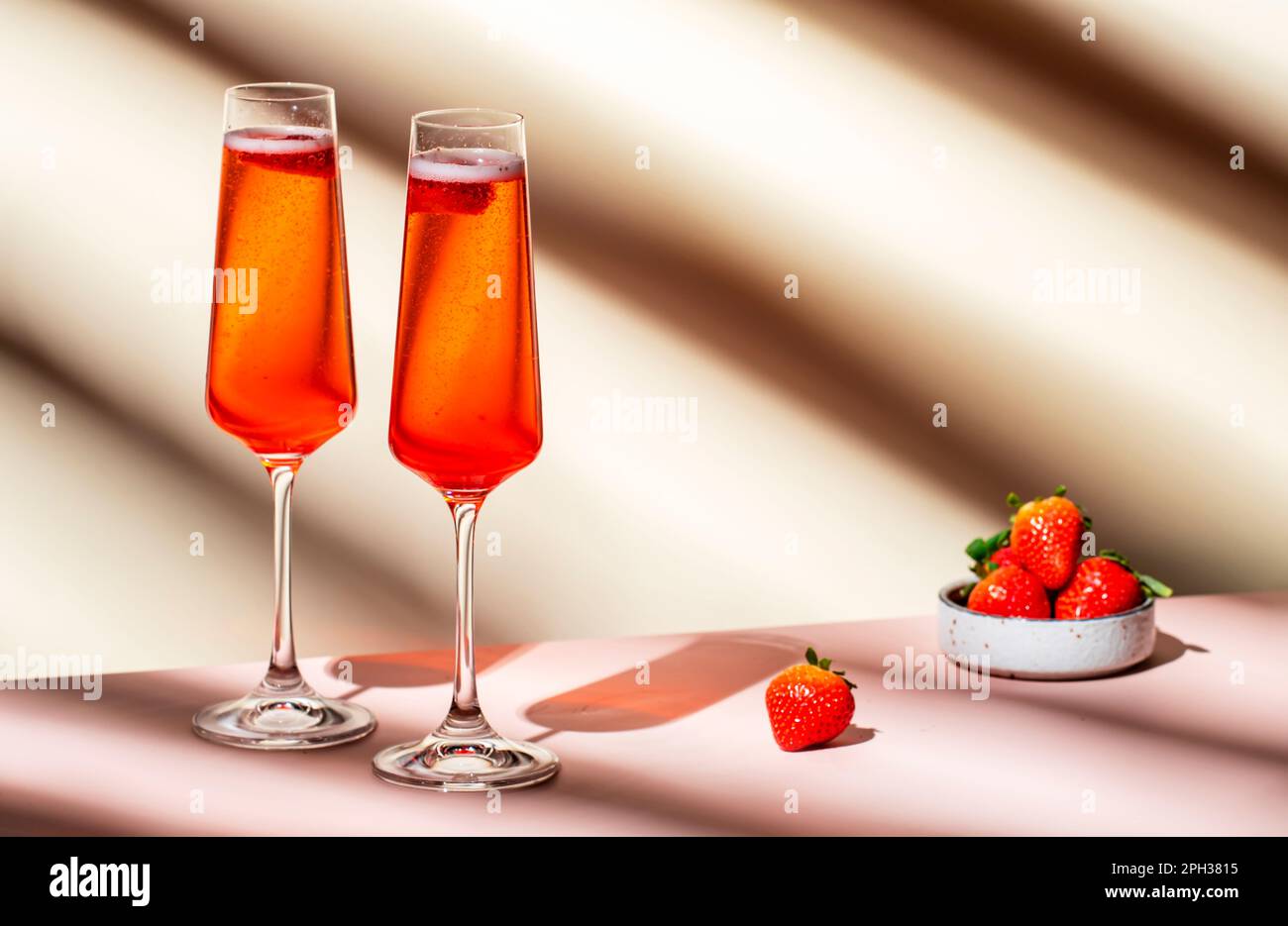 Rossini summer alcoholic cocktail drink with sparkling wine or prosecco ...