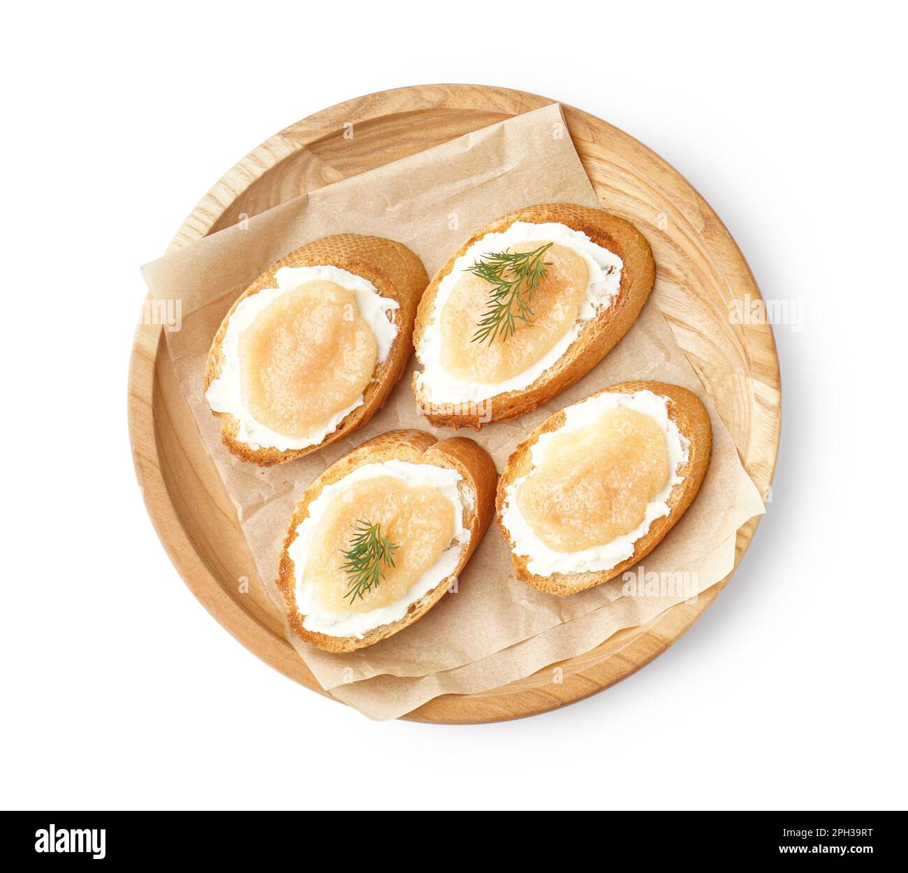 Board of delicious canapes with caviar of capelin isolated on white ...