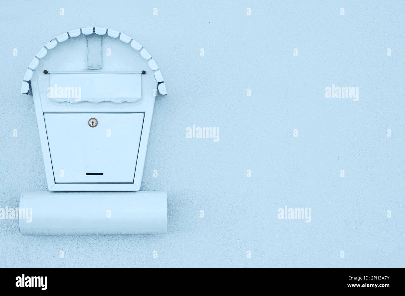 View of white mailbox on building wall Stock Photo - Alamy