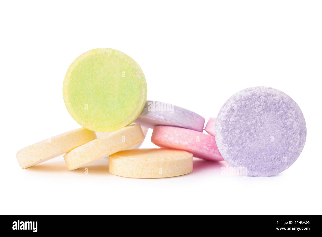 Colorful soluble tablets isolated on white background Stock Photo - Alamy