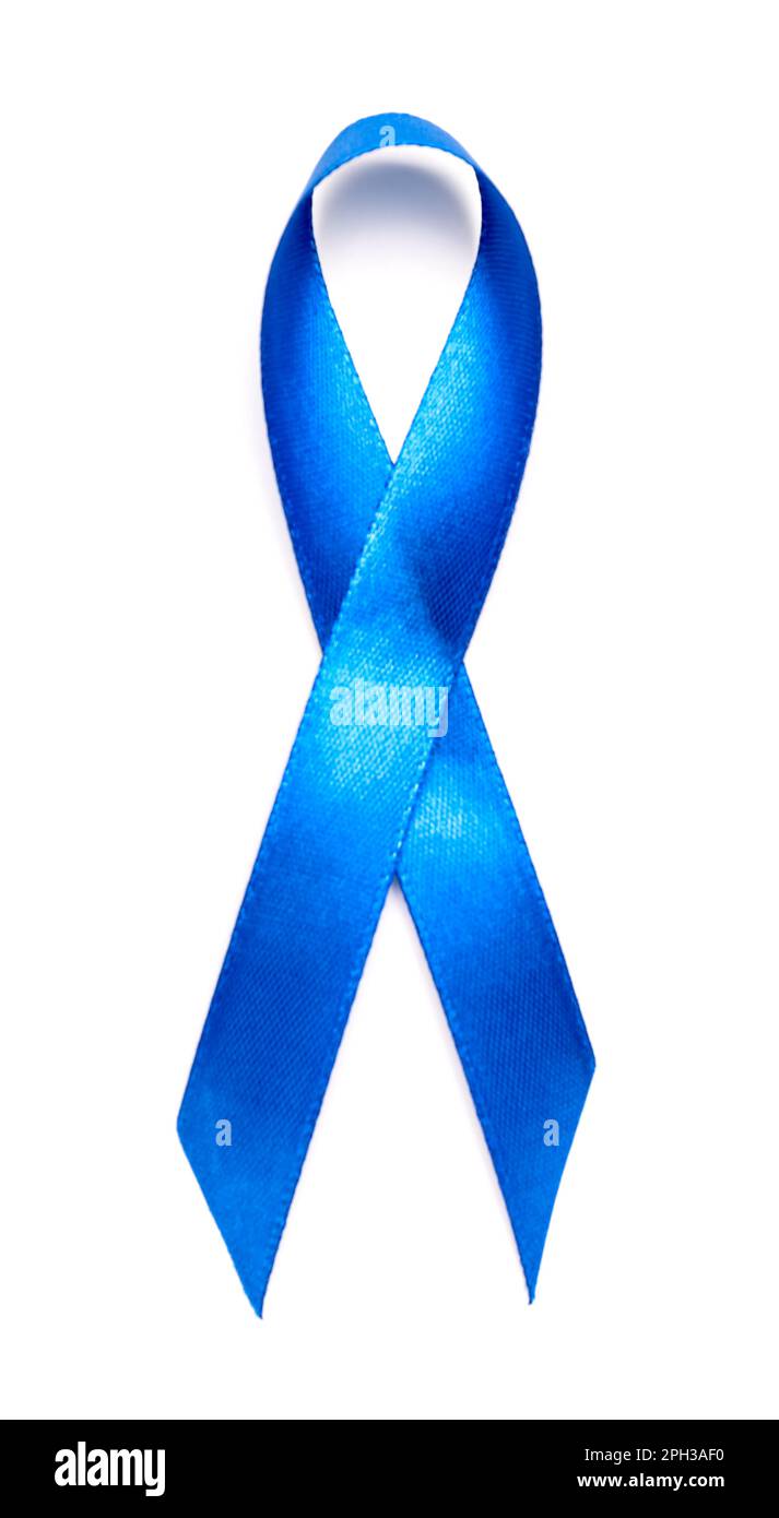Blue satin ribbon on white background. Prostate cancer concept Stock ...