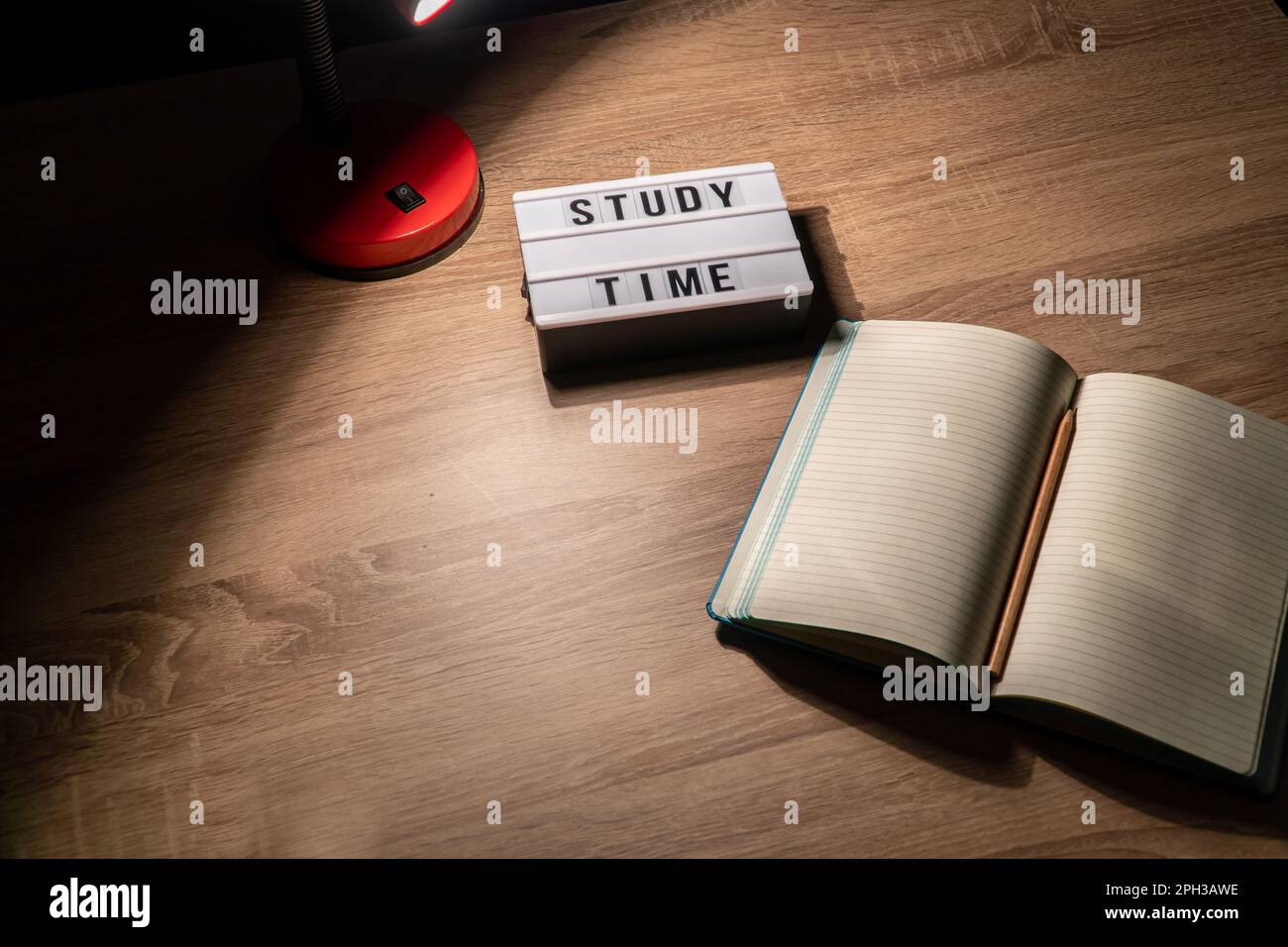 Study table concept. Cozy study room environment. Back to school ...