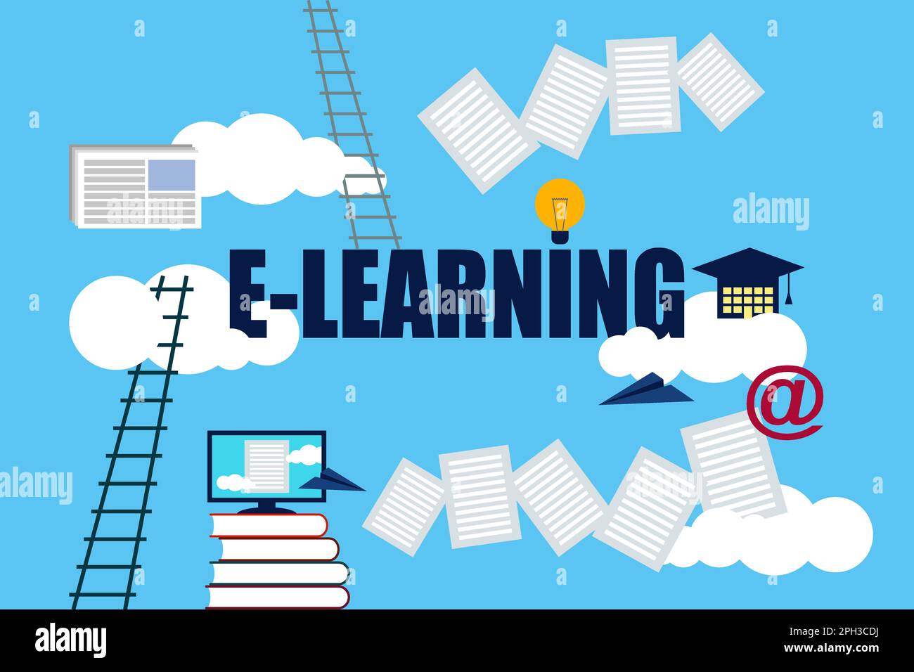 Home page of website E- Learning. Illustration Stock Photo - Alamy
