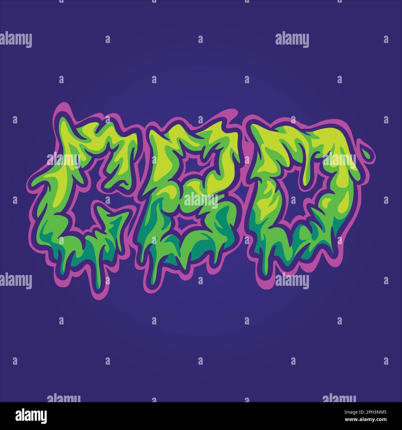 Cbd weed leaf melting text lettering word cartoon illustrations vector ...