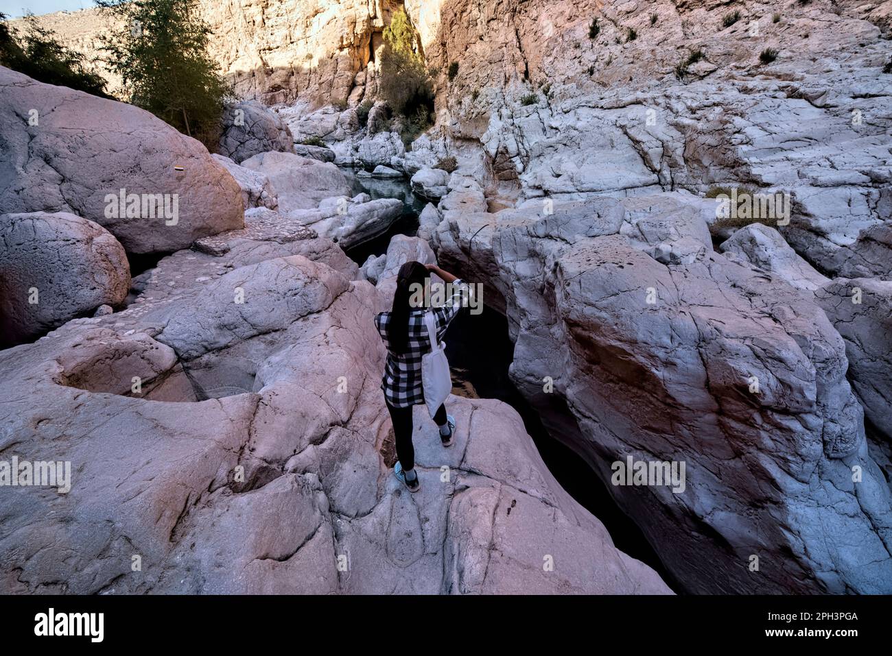 Beautiful slot canyon and pool, Wadi Bani Khalid, Oman Stock Photo - Alamy