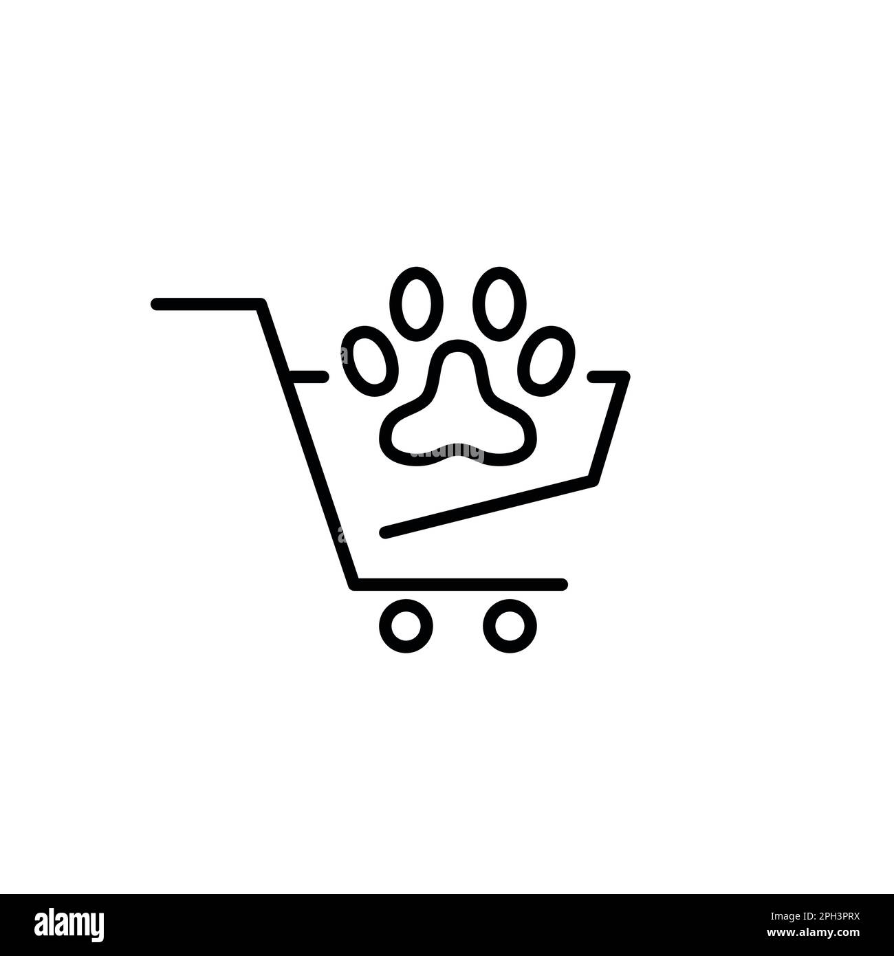Pet store grocery products. Paw in a shopping cart. Pixel perfect ...