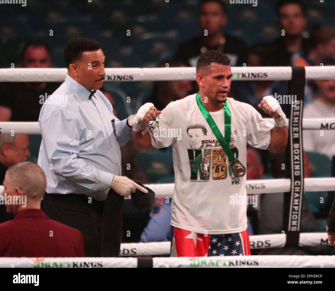 LAS VEGAS, NEVADA - MARCH 25: Orestes Velazquez is announced the winner ...
