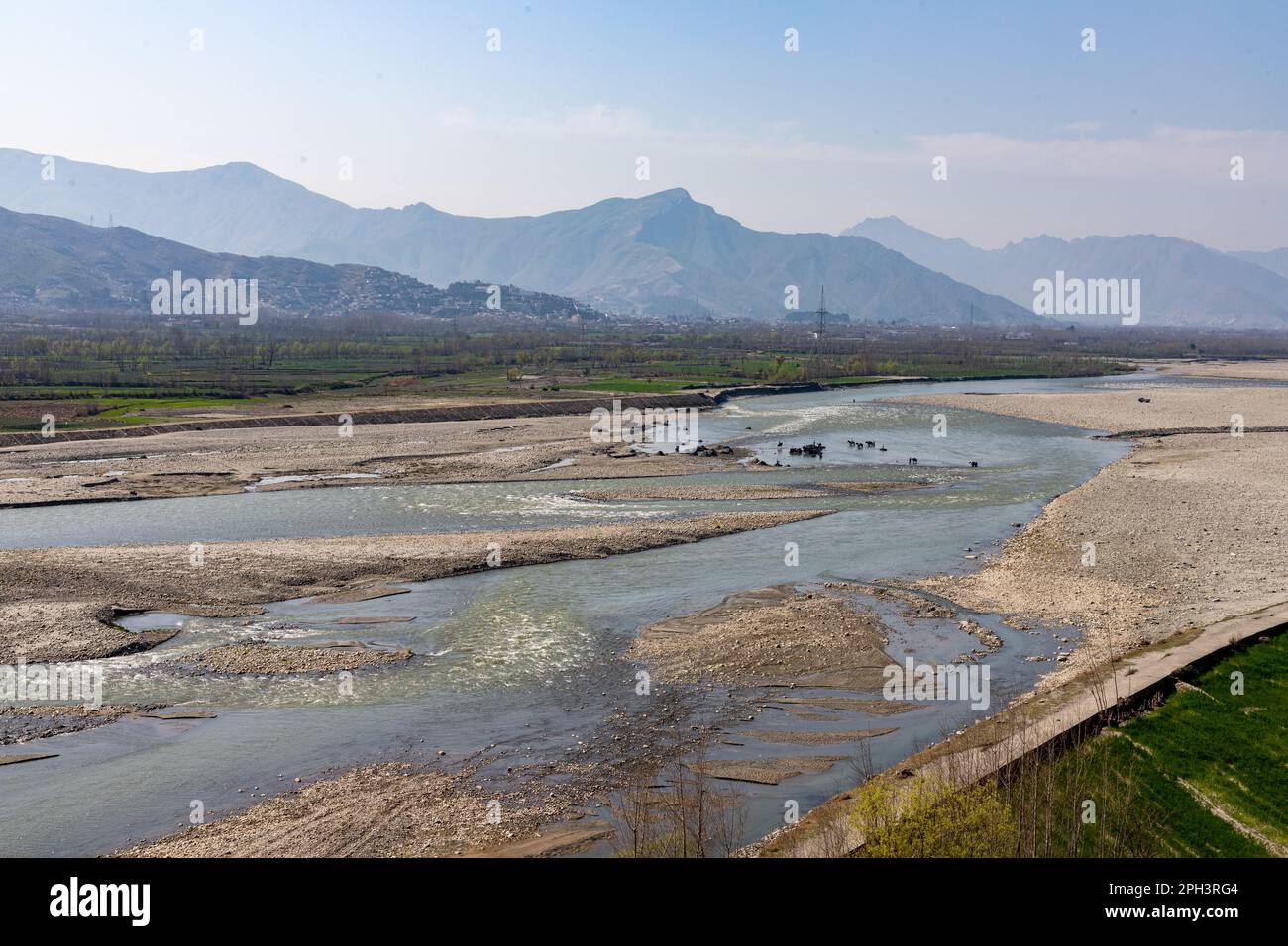 Aerial view of a river and fields in Pakistan Stock Photo - Alamy