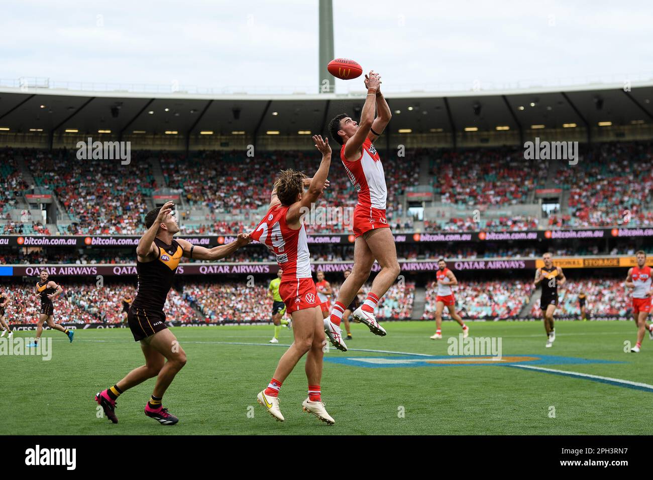 Tom McCartin of the Sydney Swans in action during the AFL Round 2 match ...