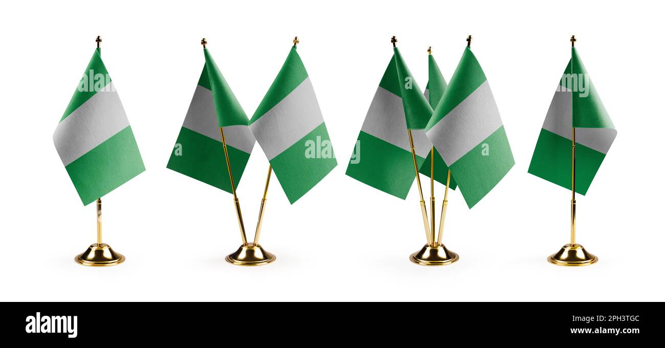 Small national flags of the Nigeria on a white background Stock Photo ...