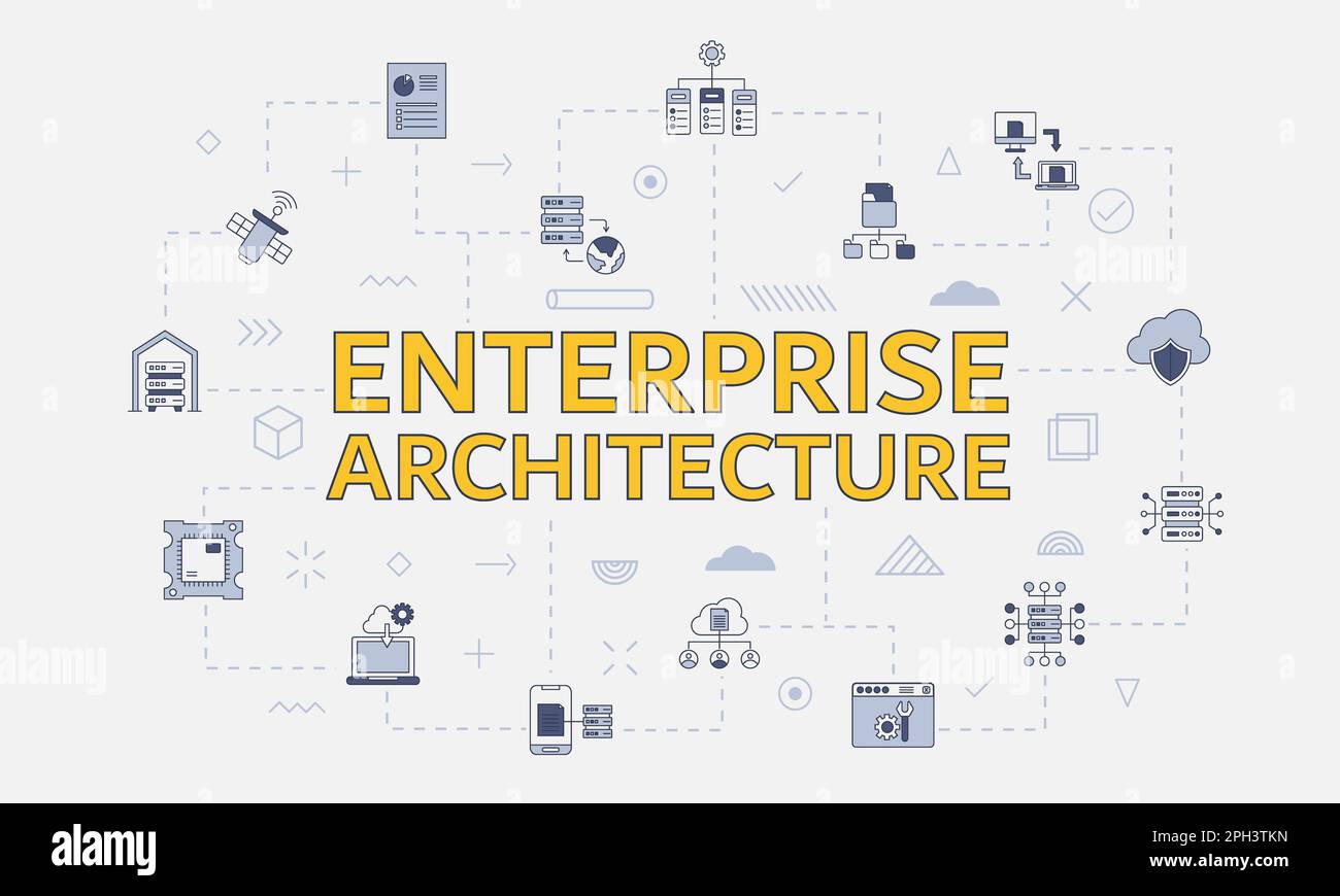 enterprise architecture concept with icon set with big word or text on ...