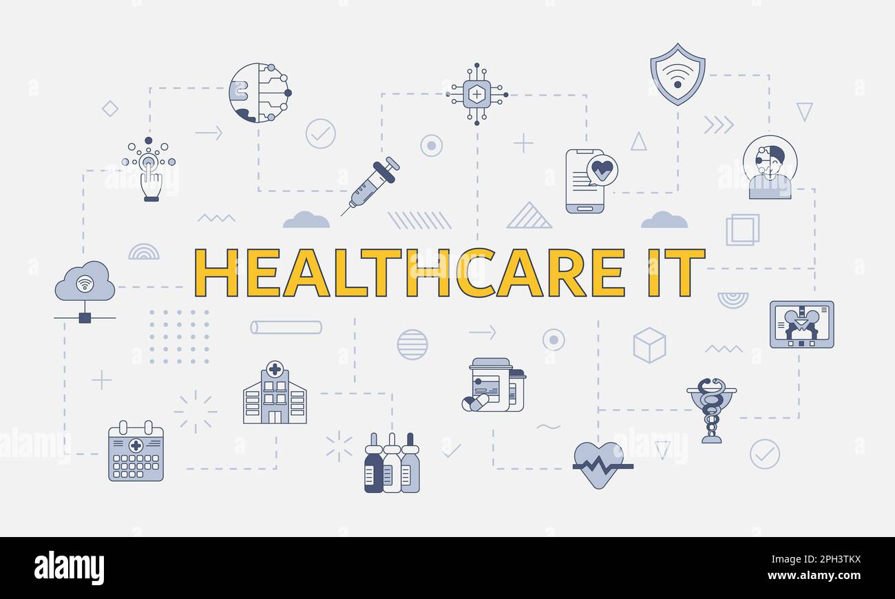 healthcare it technology information concept with icon set with big ...