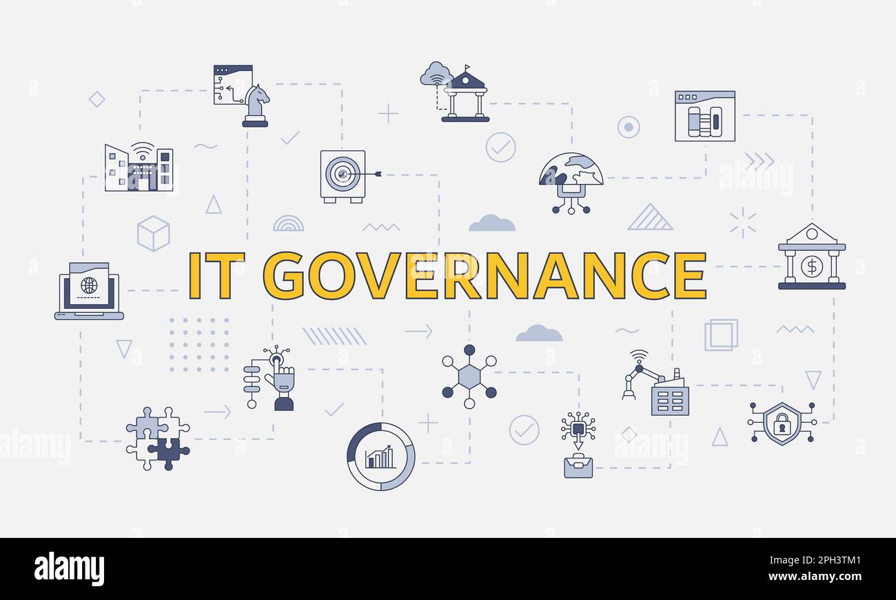 it governance technology concept with icon set with big word or text on ...