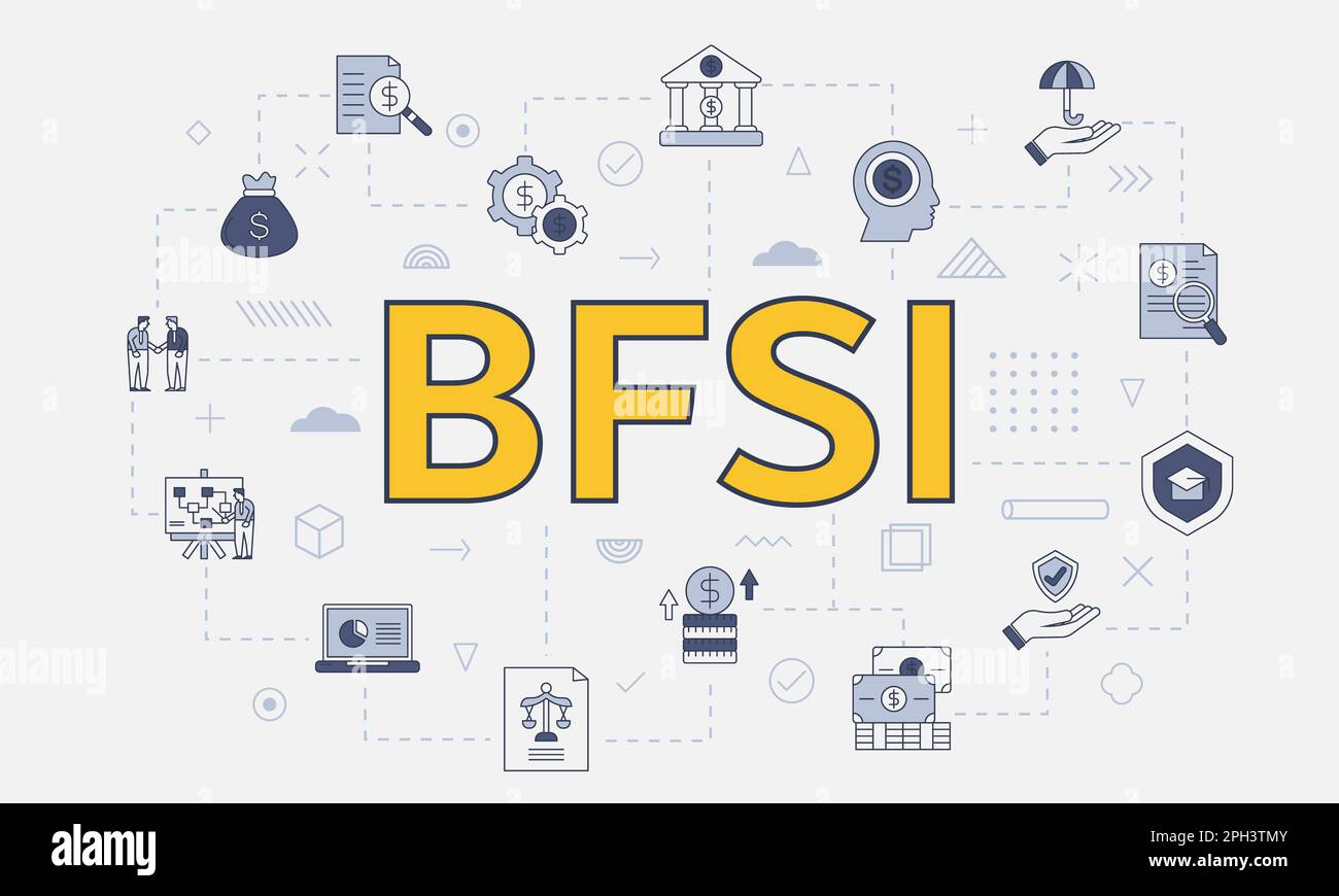 bfsi banking financial services and insurance concept with icon set ...