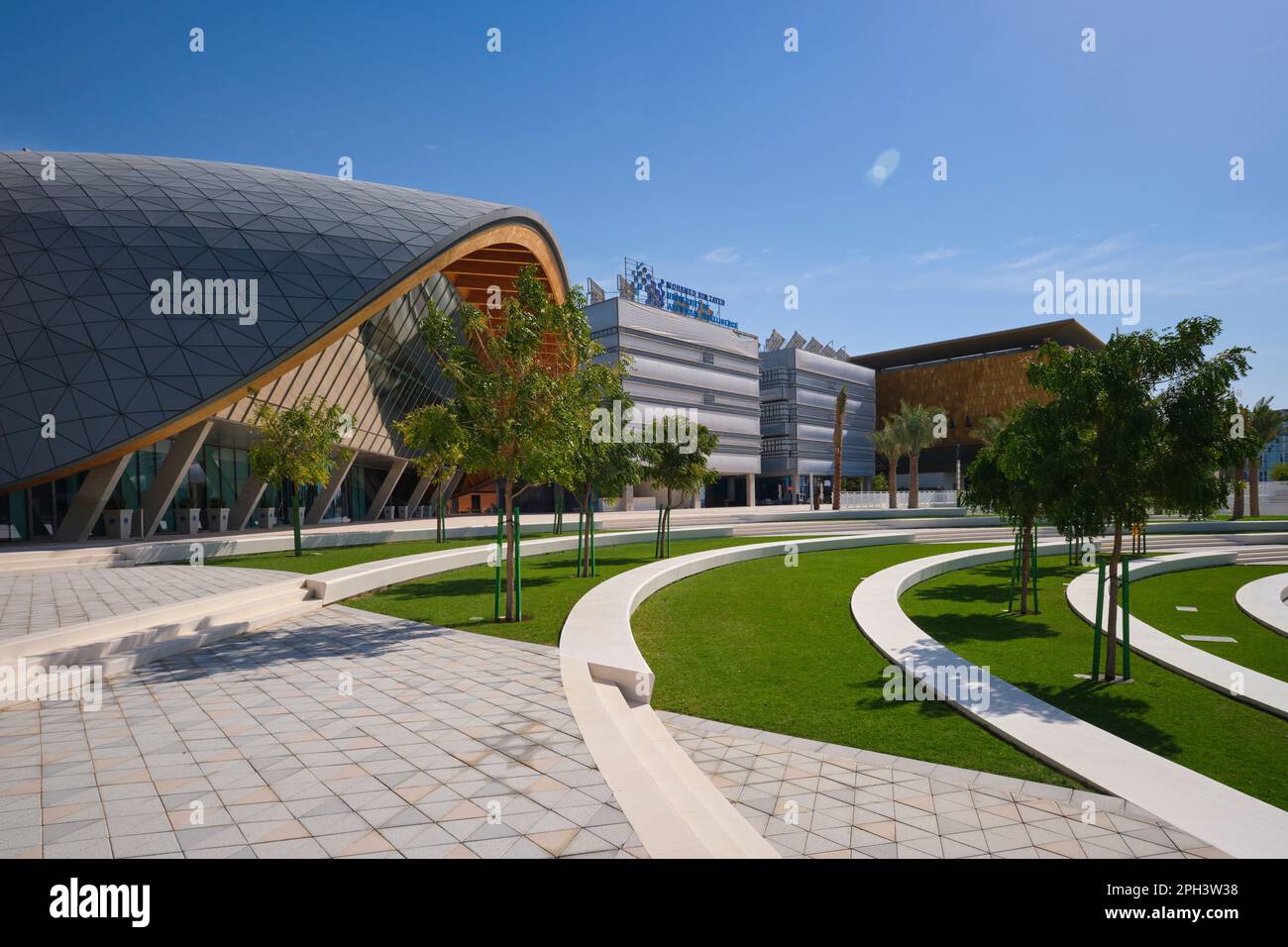 Greenspace, lawn, park with mosque, library and multi use center. At ...