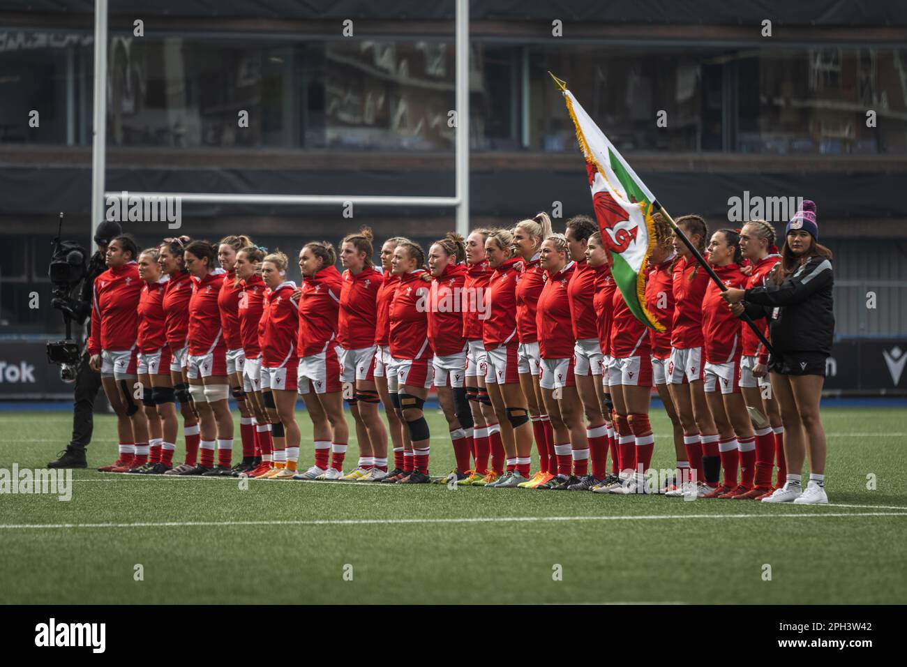 Cardiff, Wales. 25th March 2023. Wales squad singing national anthem ...