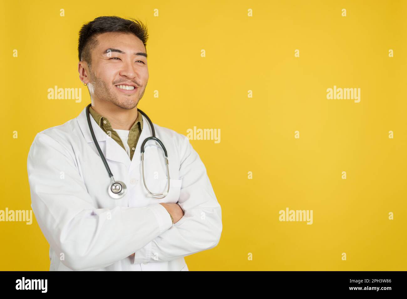 Friendly chinese doctor in uniform and stethoscope Stock Photo - Alamy