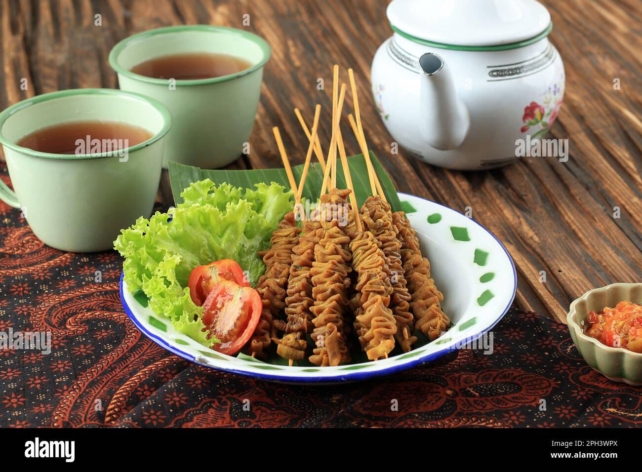 Sate Usus Ayam, Chicken Intestine Satay with Sambal Chilli Paste ...