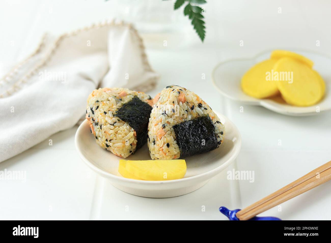 Triangle Japanese Onigiri with Sesame Seed, Sausage, Nori, and Ham ...