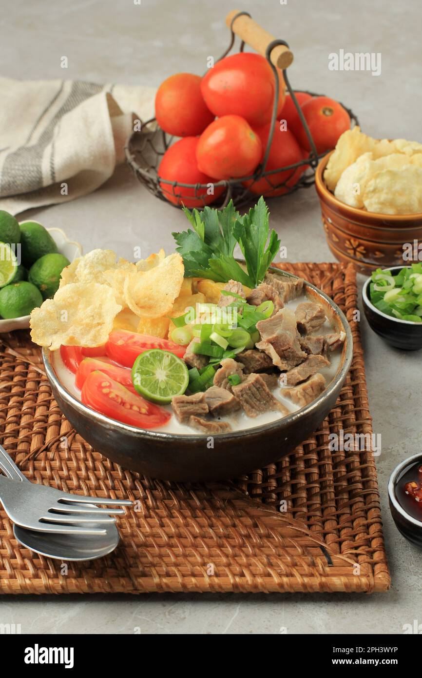 Soto Betawi, Traditional Beef Soup from Betawi, Jakarta. The Soup made ...