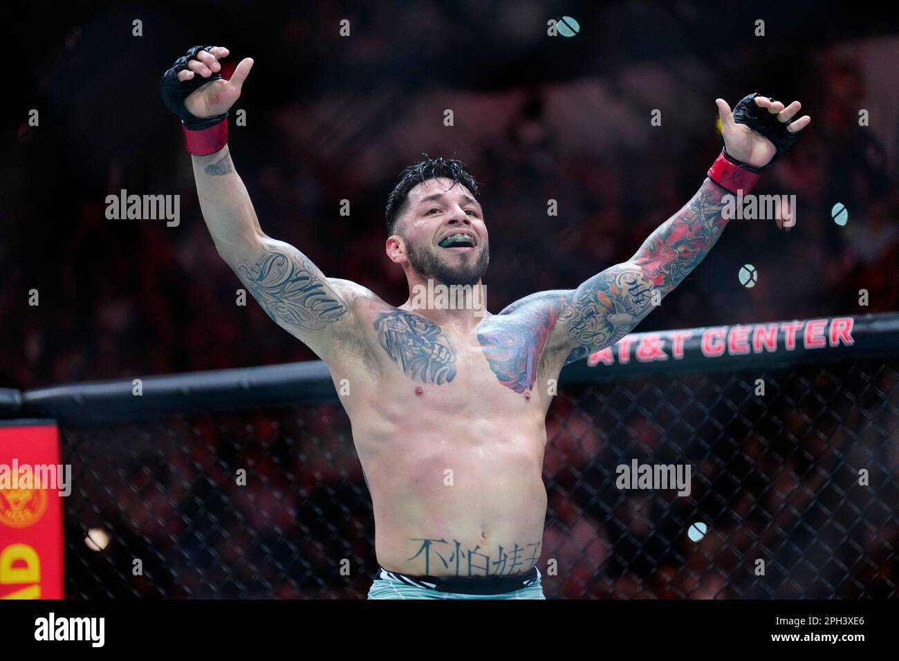 SAN ANTONIO, TEXAS - MARCH 25: Daniel Pineda celebrates his victory ...