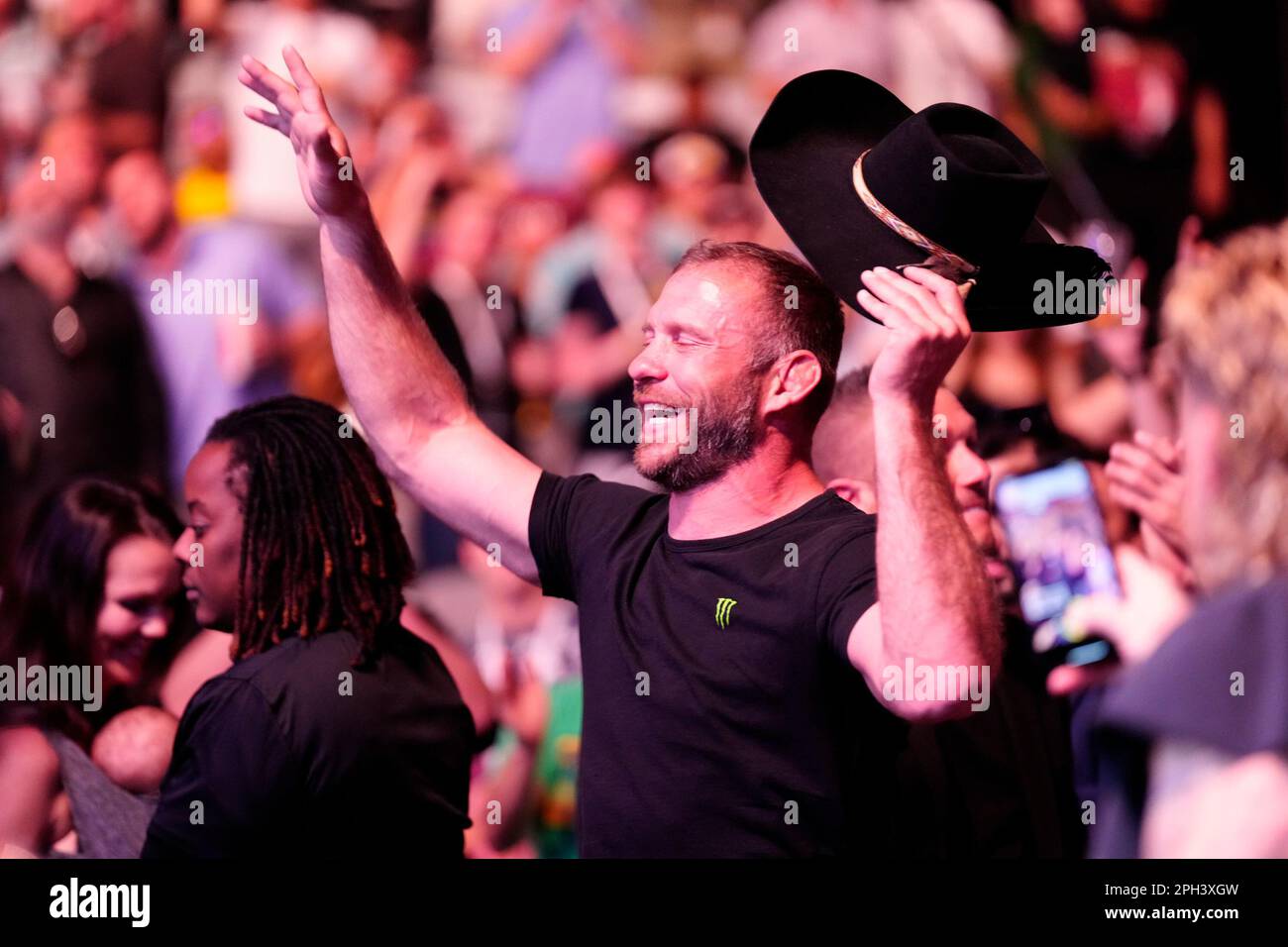 SAN ANTONIO, TEXAS - March 25: Donald “Cowboy” Cerrone reacts to his ...
