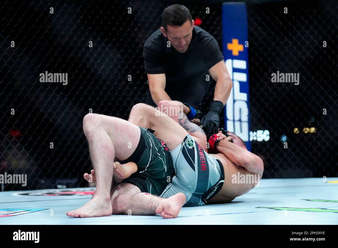 SAN ANTONIO, TEXAS - MARCH 25: (R-L) Nate Landwehr submits Austin Lingo ...