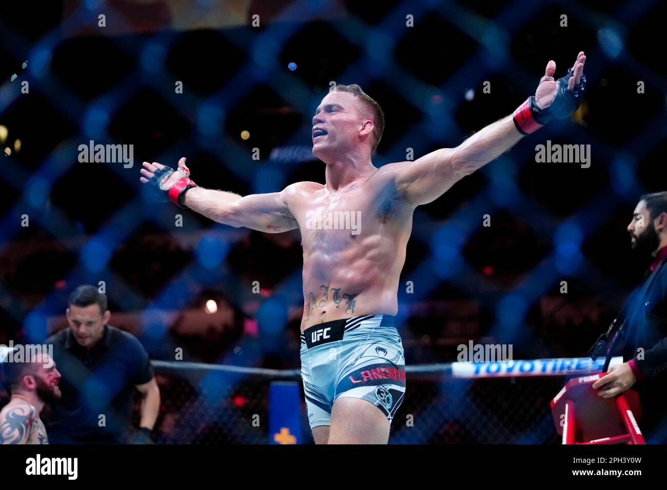 SAN ANTONIO, TEXAS - MARCH 25: Nate Landwehr celebrates his victory ...