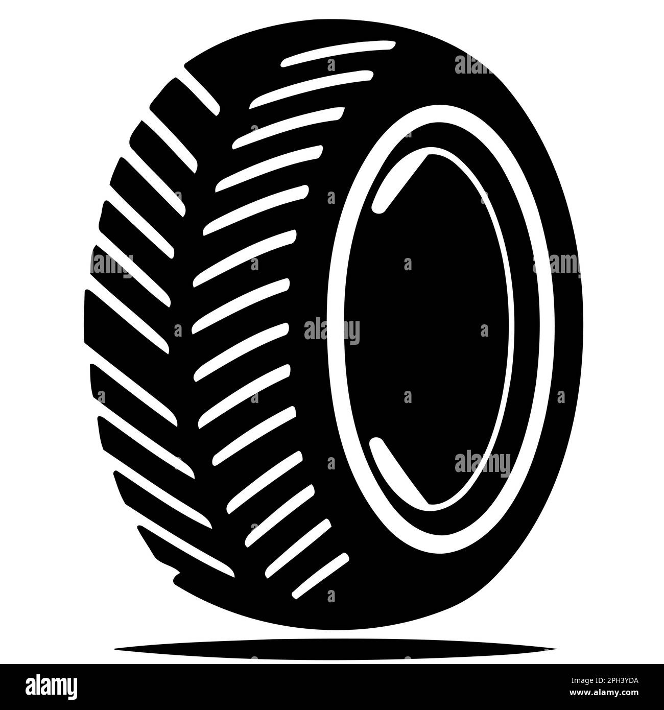 passenger car tire black and white minimalist vector illustration for ...
