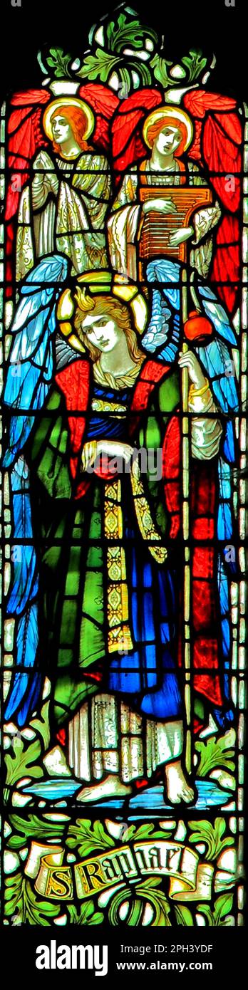 Archangel, Saint Raphael, stained glass window, Blakeney, Norfolk ...