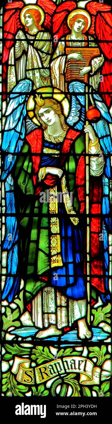 Archangel, Saint Raphael, stained glass window, Blakeney, Norfolk ...