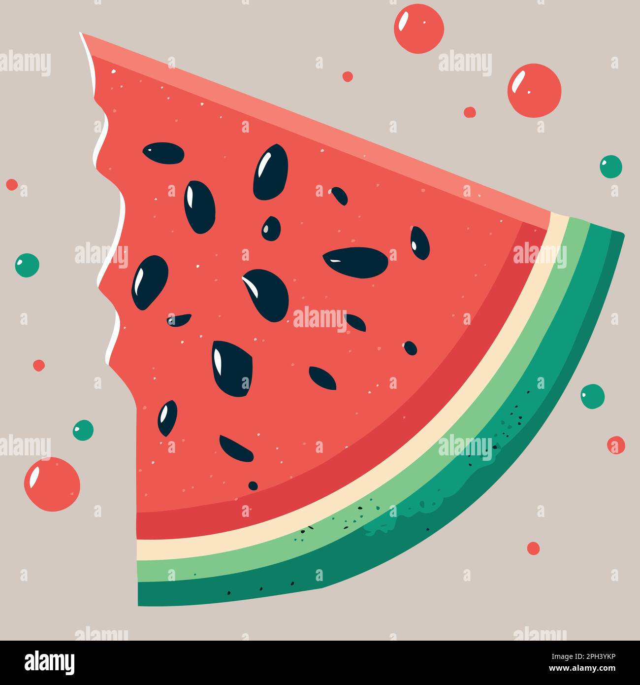 watermelon fruit slice with seeds minimalistic vector illustration ...