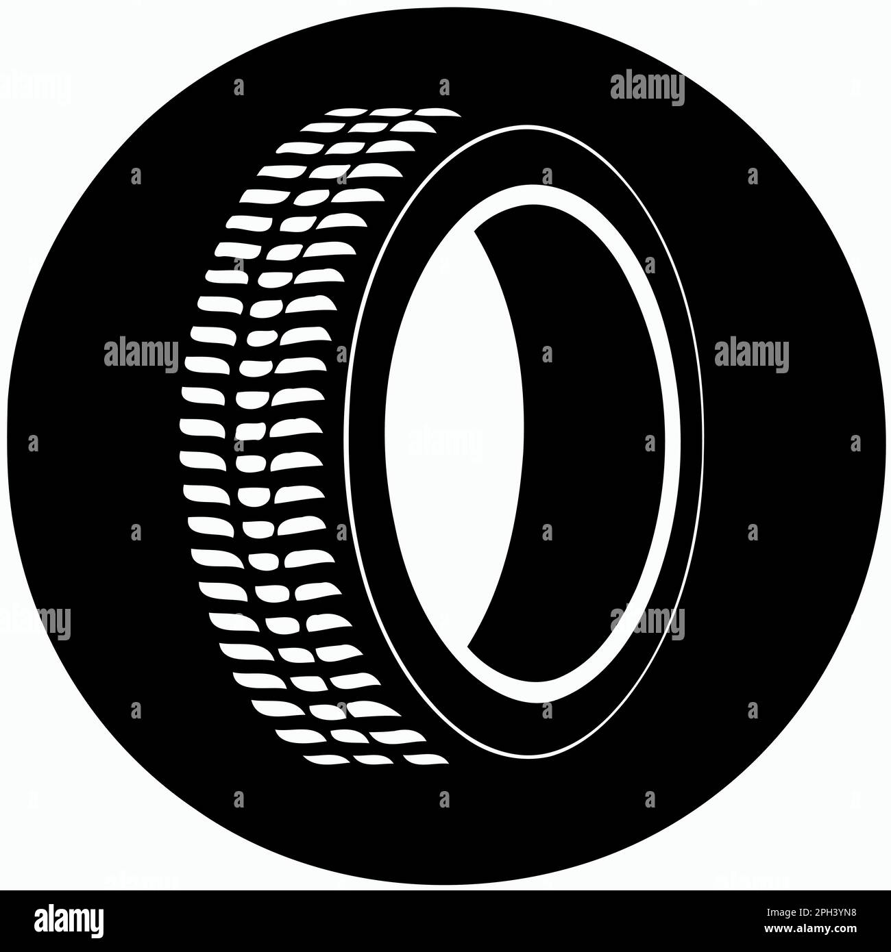passenger car tire black and white minimalist vector illustration for ...