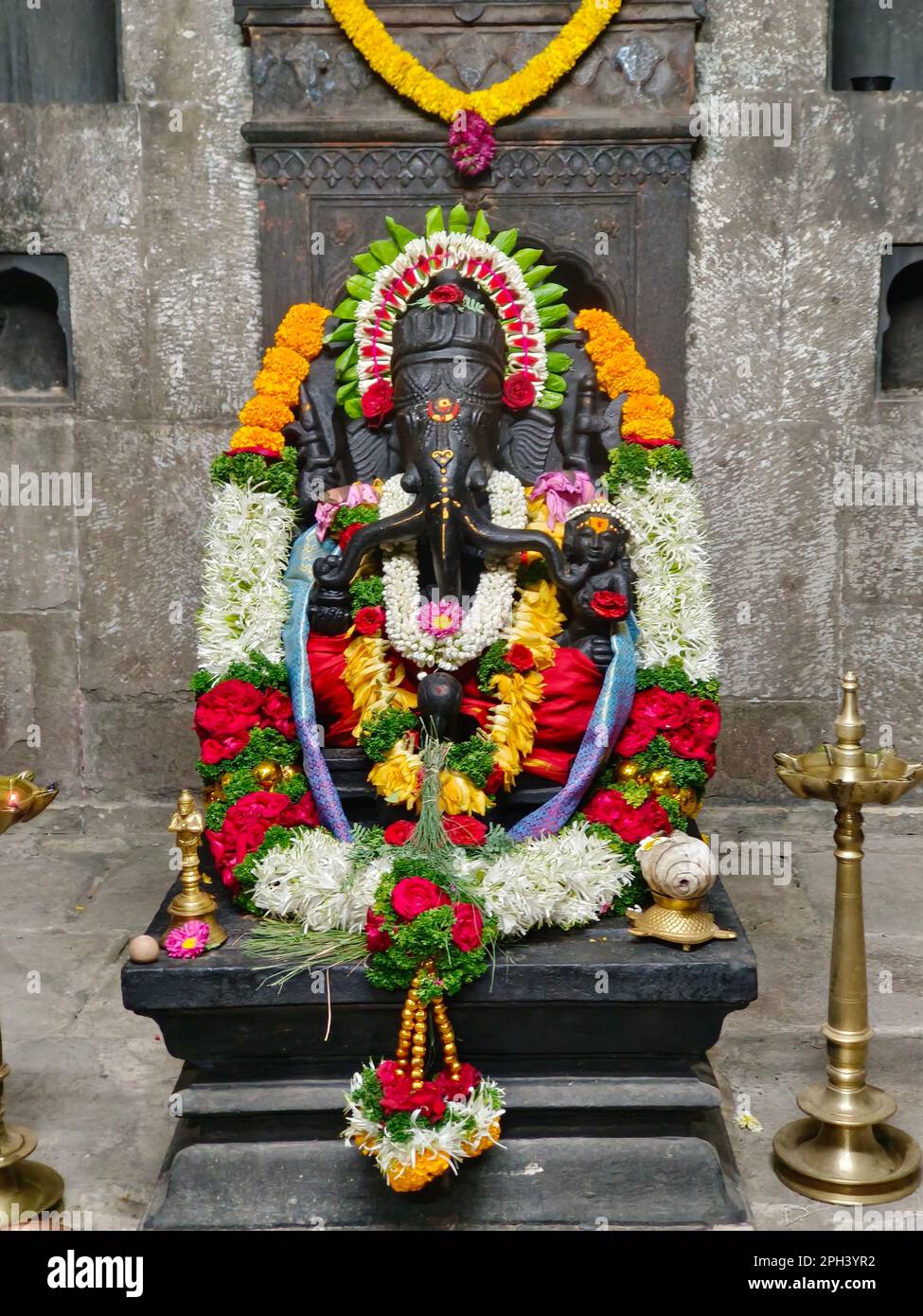 12 March 2023, Pune, India, Trishund Ganpati Temple, Over 250 year old temple, It is highly ...