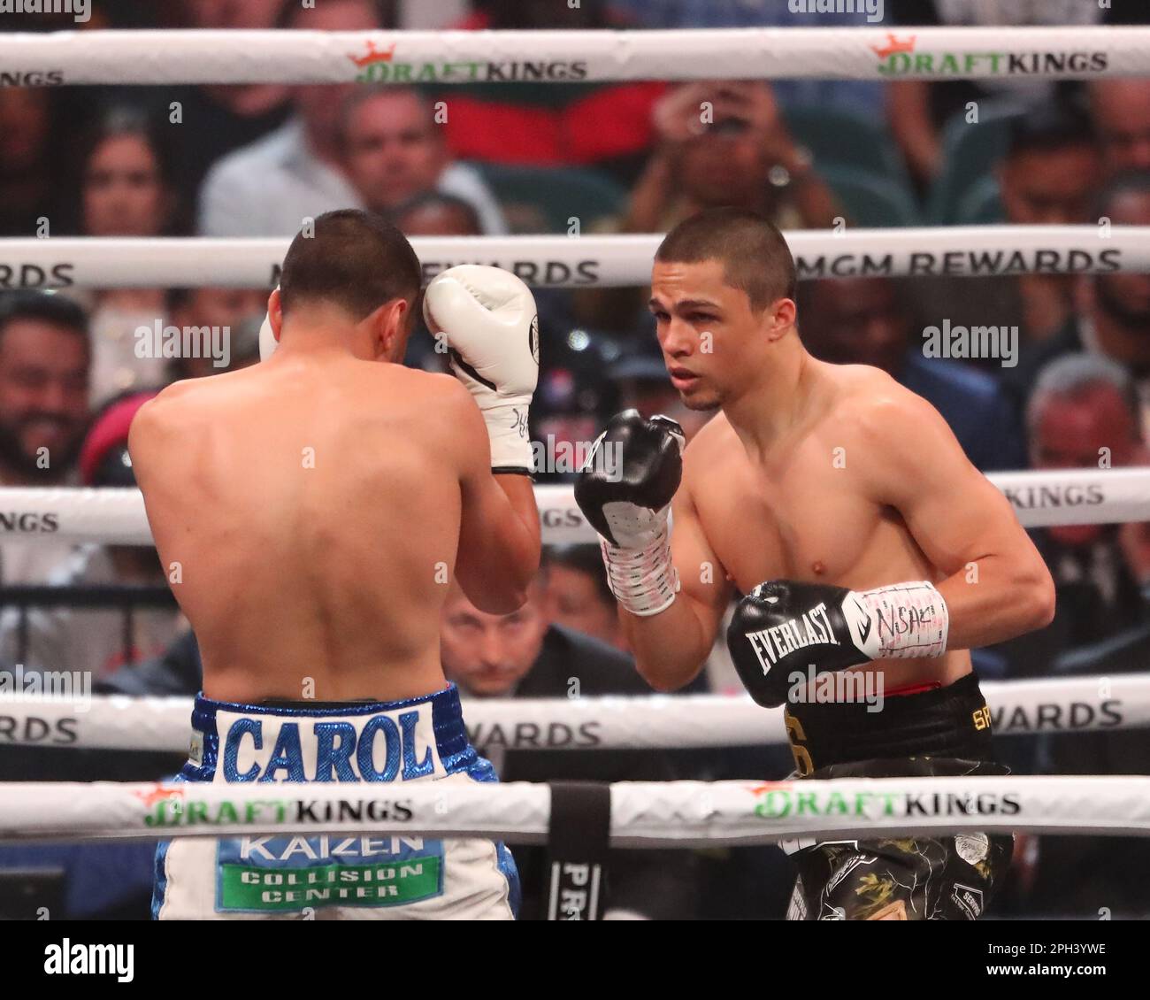 LAS VEGAS, NEVADA - MARCH 25: (L-R) Jesus Ramos battles Joseph Spencer ...