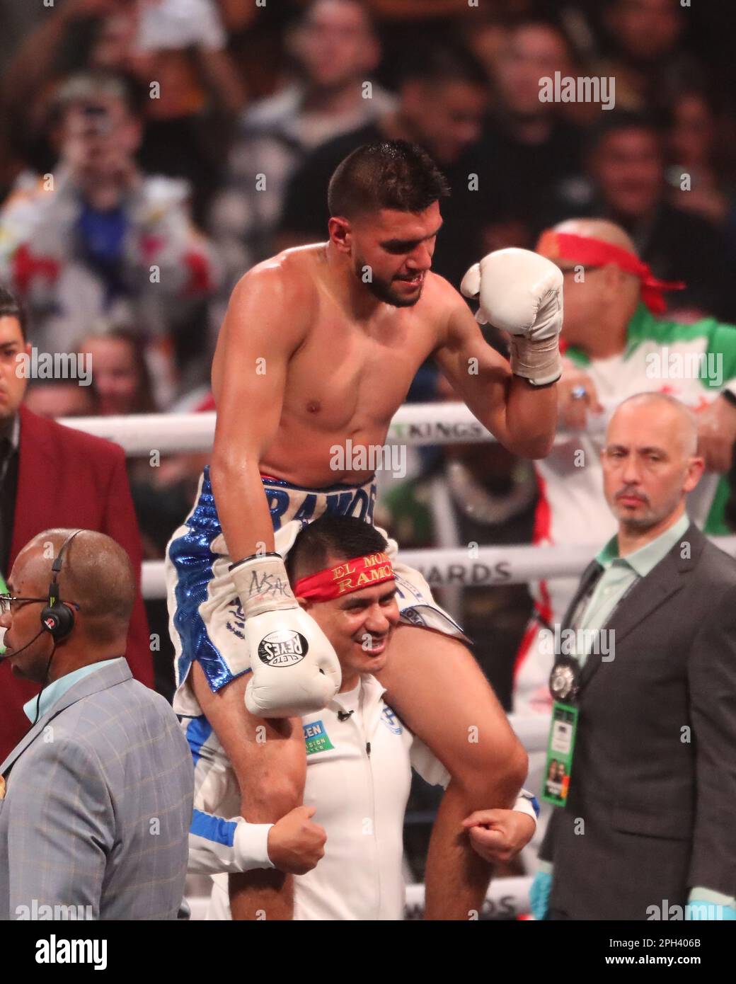 LAS VEGAS, NEVADA - MARCH 25: Jesus Ramos celebrates his victory over ...