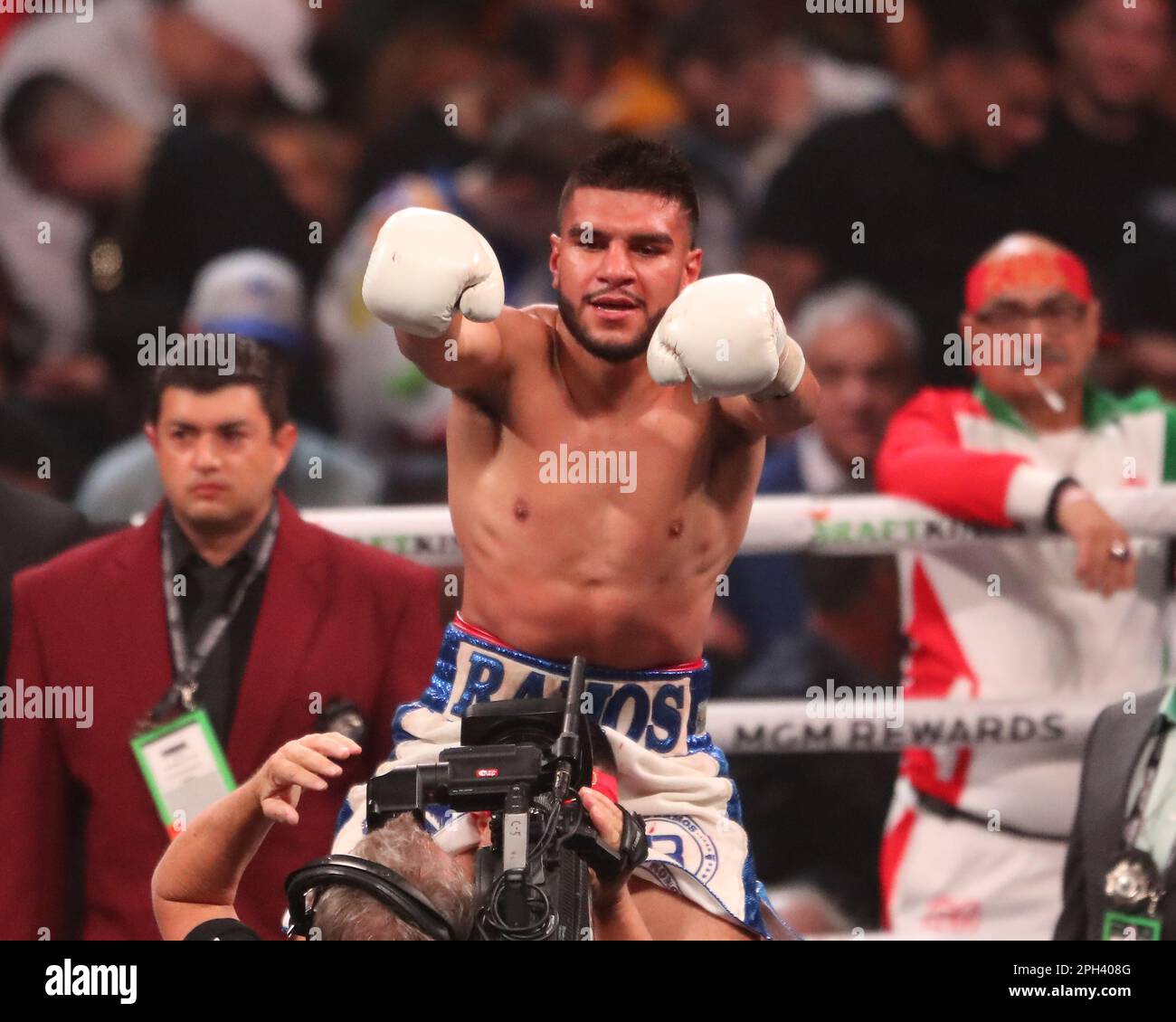 LAS VEGAS, NEVADA - MARCH 25: Jesus Ramos celebrates his victory over ...